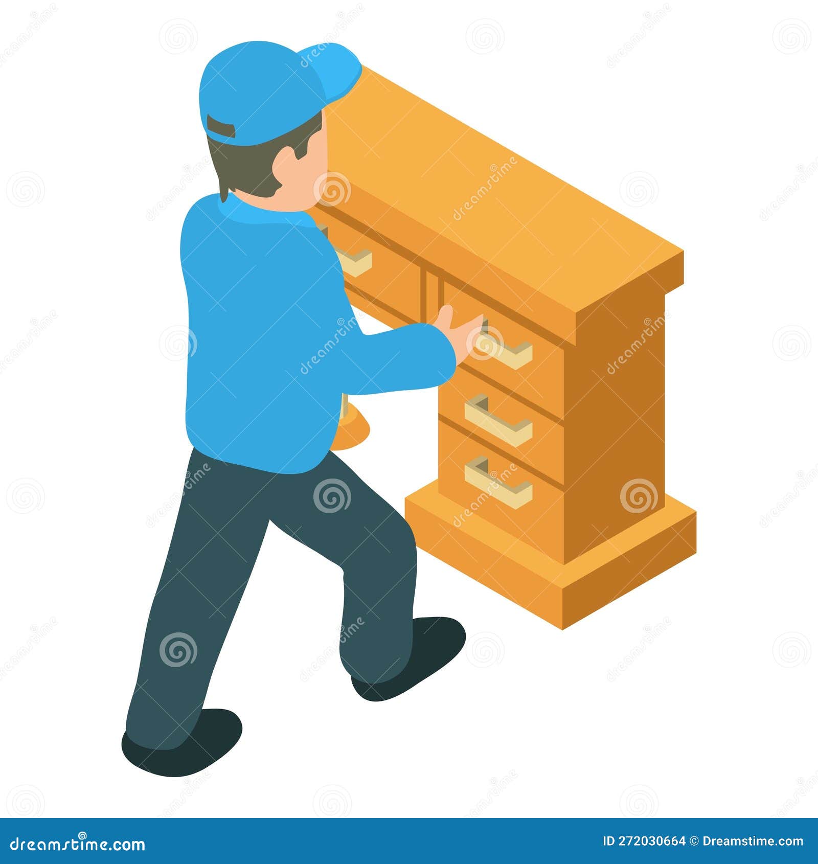 Furniture Assembly Icon Isometric Vector. Worker Busy Assembling Office ...