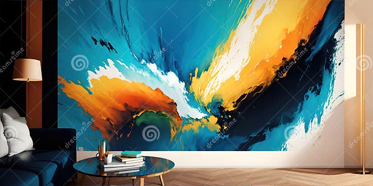 Furniture on the Background of an Abstract Colored Wall in the Interior ...
