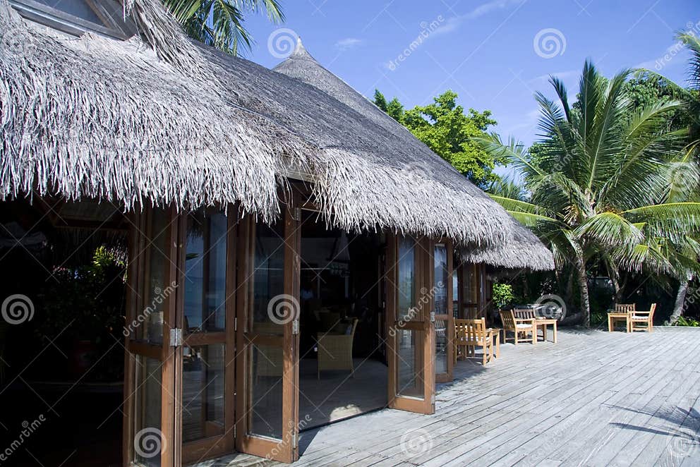 Furniture in a beach cafe stock photo. Image of ocean - 17986012