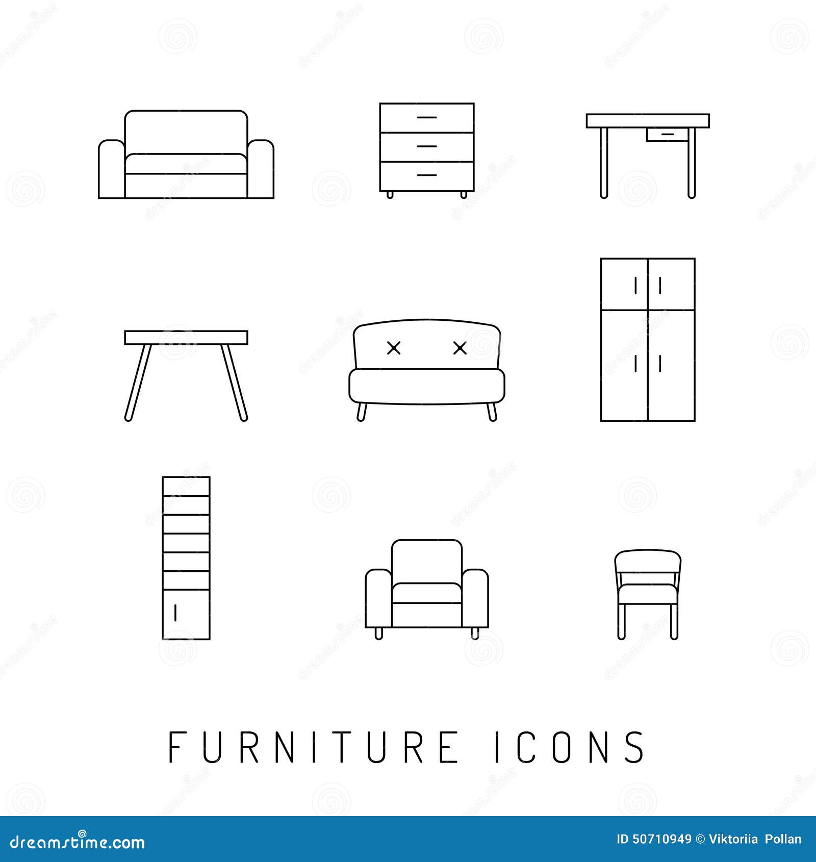 Furniture Black Icons Vector Set. Armchair Illustration Symbol ...