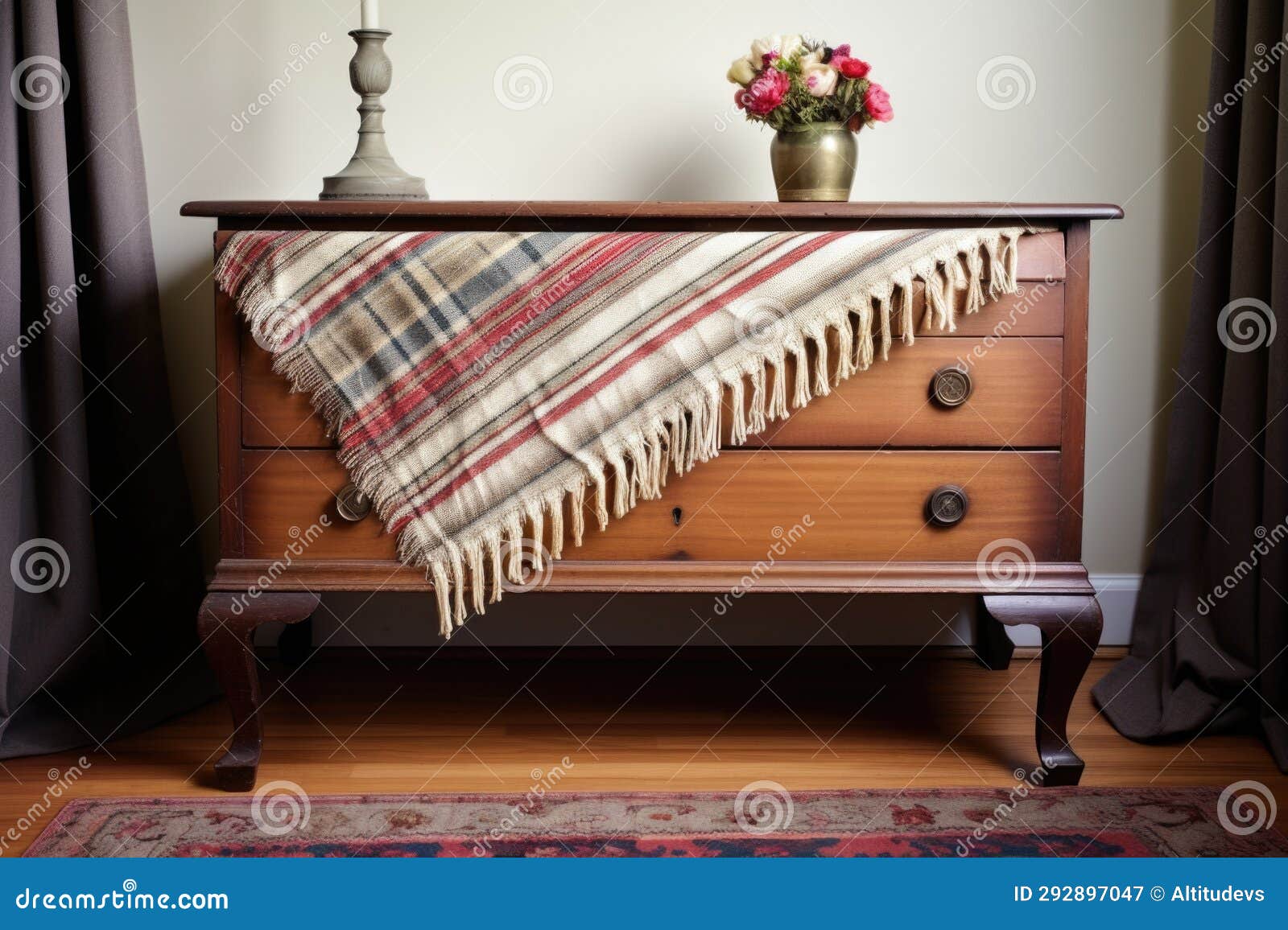 Furniture Blanket Draped Over an Antique Bureau Stock Image - Image of ...