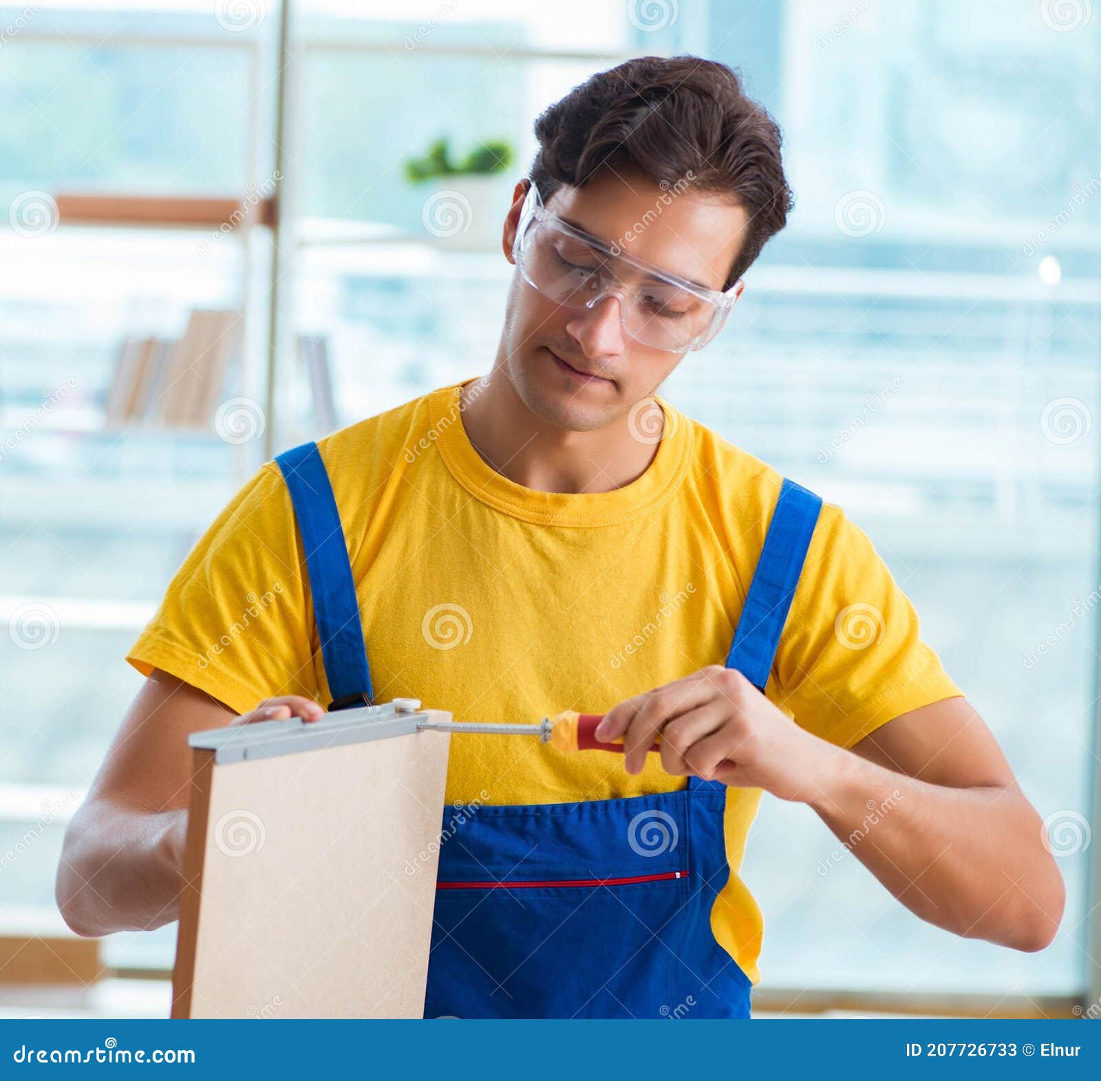 Furniture Carpenter Working in the Workshop Stock Image - Image of male ...