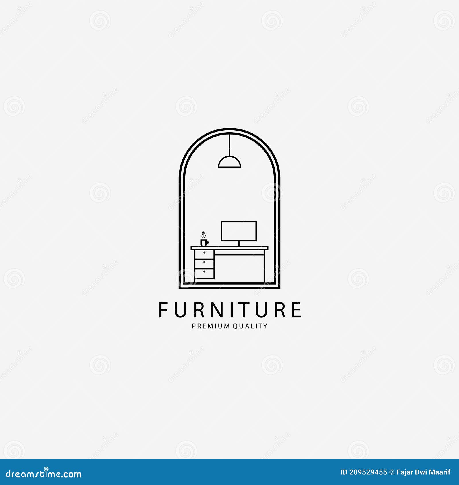 Furniture Computer Table Logo Vector Illustration Design Line Art Stock ...