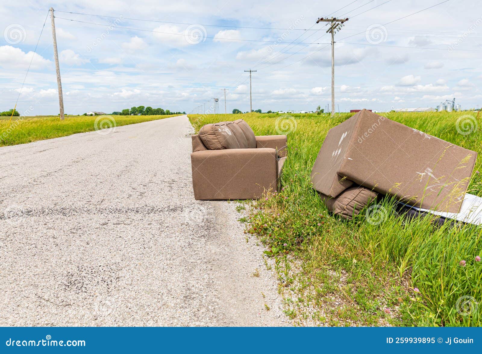 Furniture Dumped in Ditch of Road. Stock Image - Image of country ...