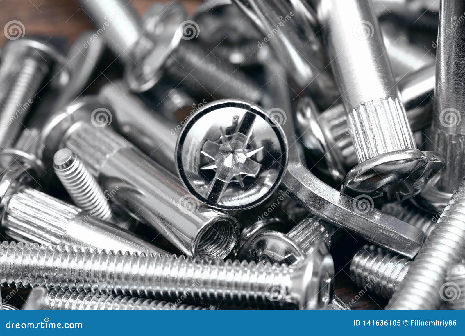 Galvanized screws. stock image. Image of silver, montage - 141636105