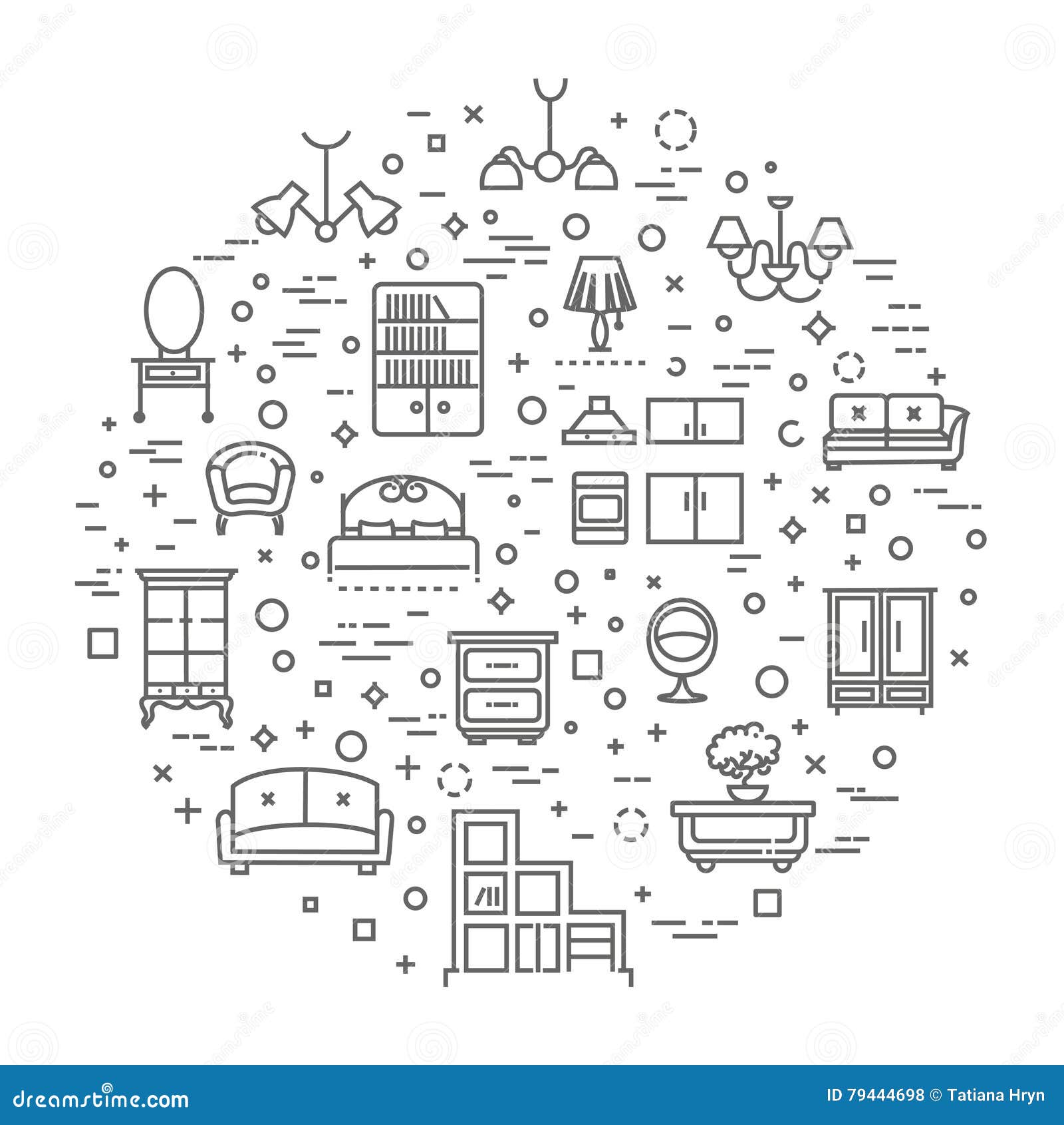 Furniture and Home Decor Icon Set Stock Vector - Illustration of home ...