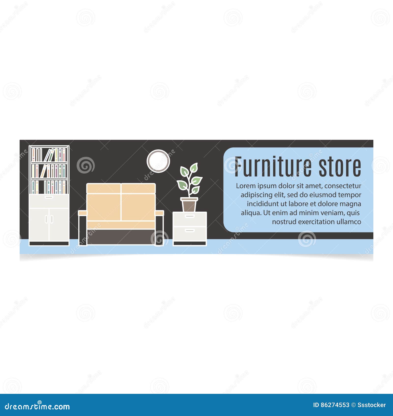 Furniture Horizontal Banner with Sofa Stock Vector - Illustration of ...