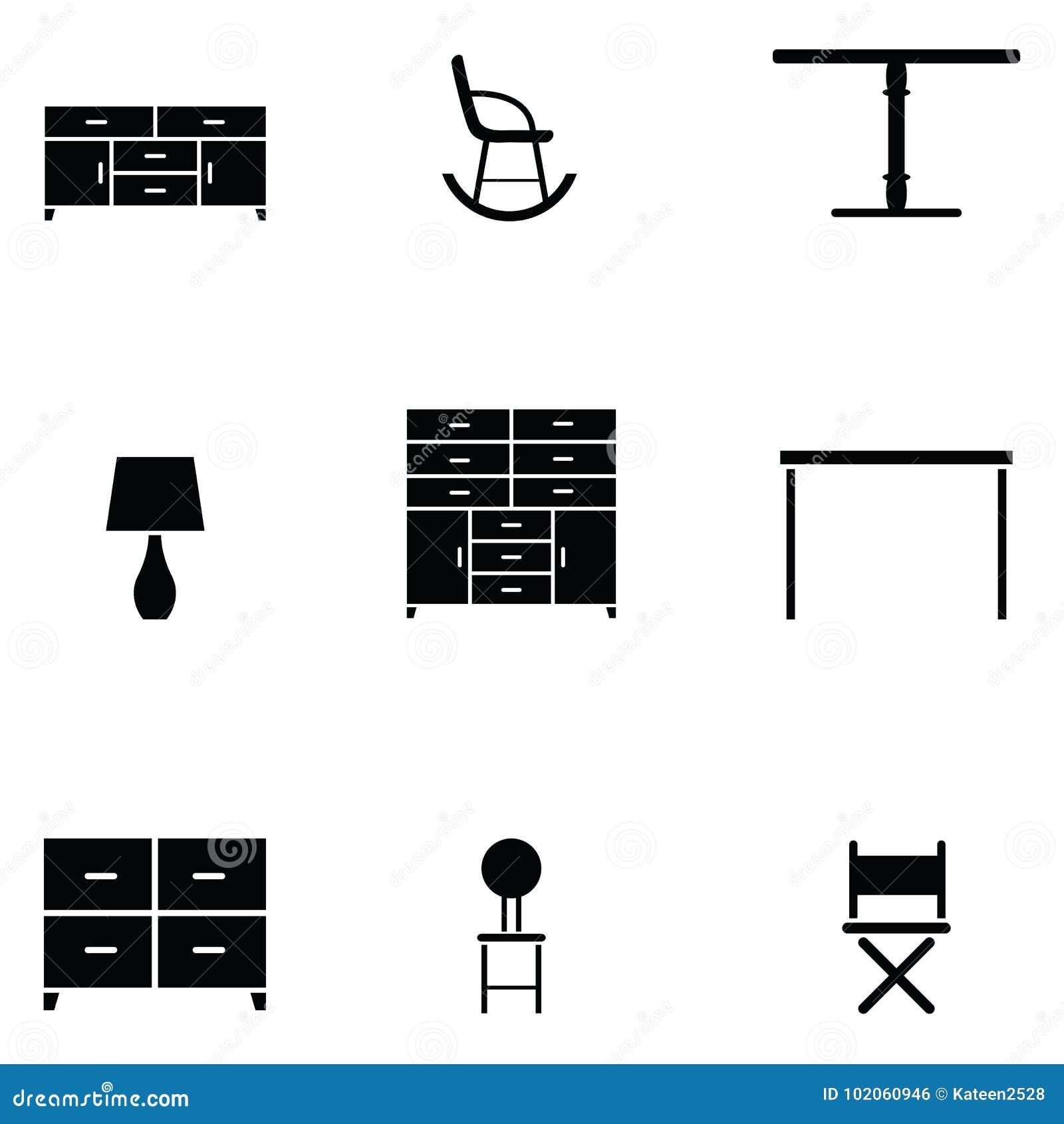 Furniture icon set stock vector. Illustration of vector - 102060946