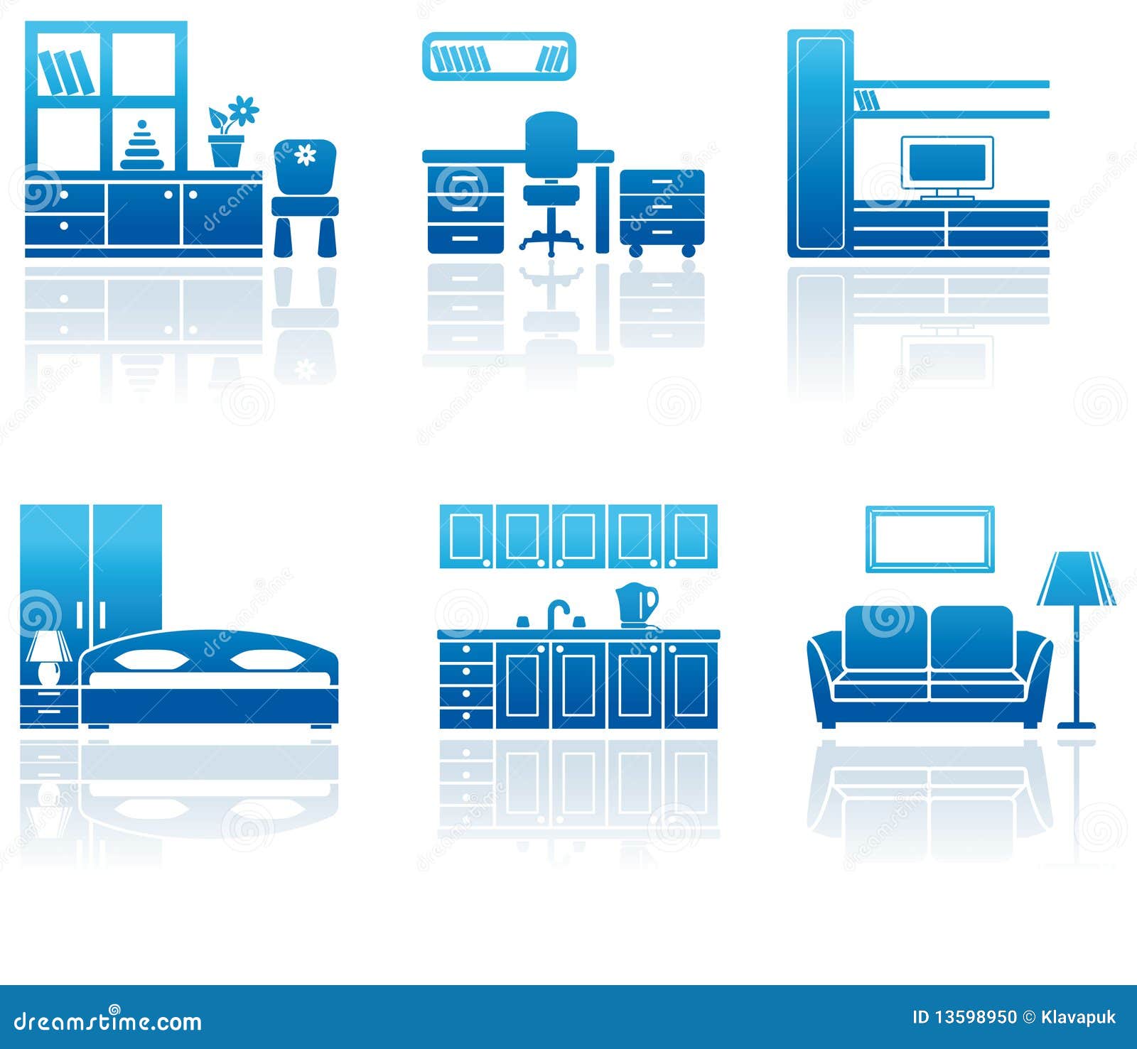 Furniture icon set stock vector. Illustration of armchair - 13598950