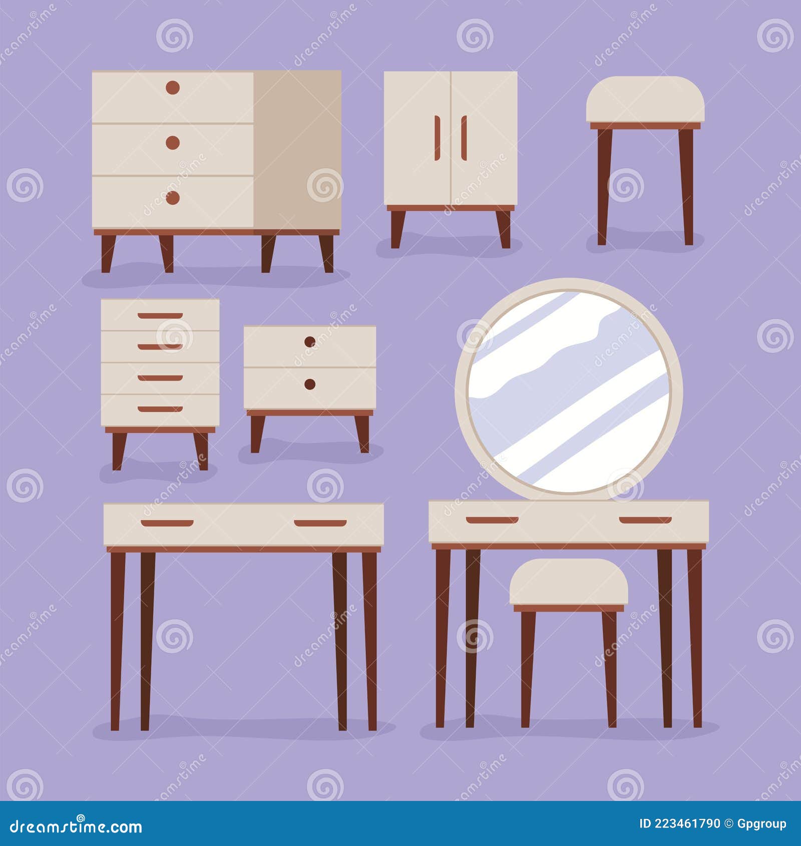 Furniture items set stock vector. Illustration of clothing - 223461790