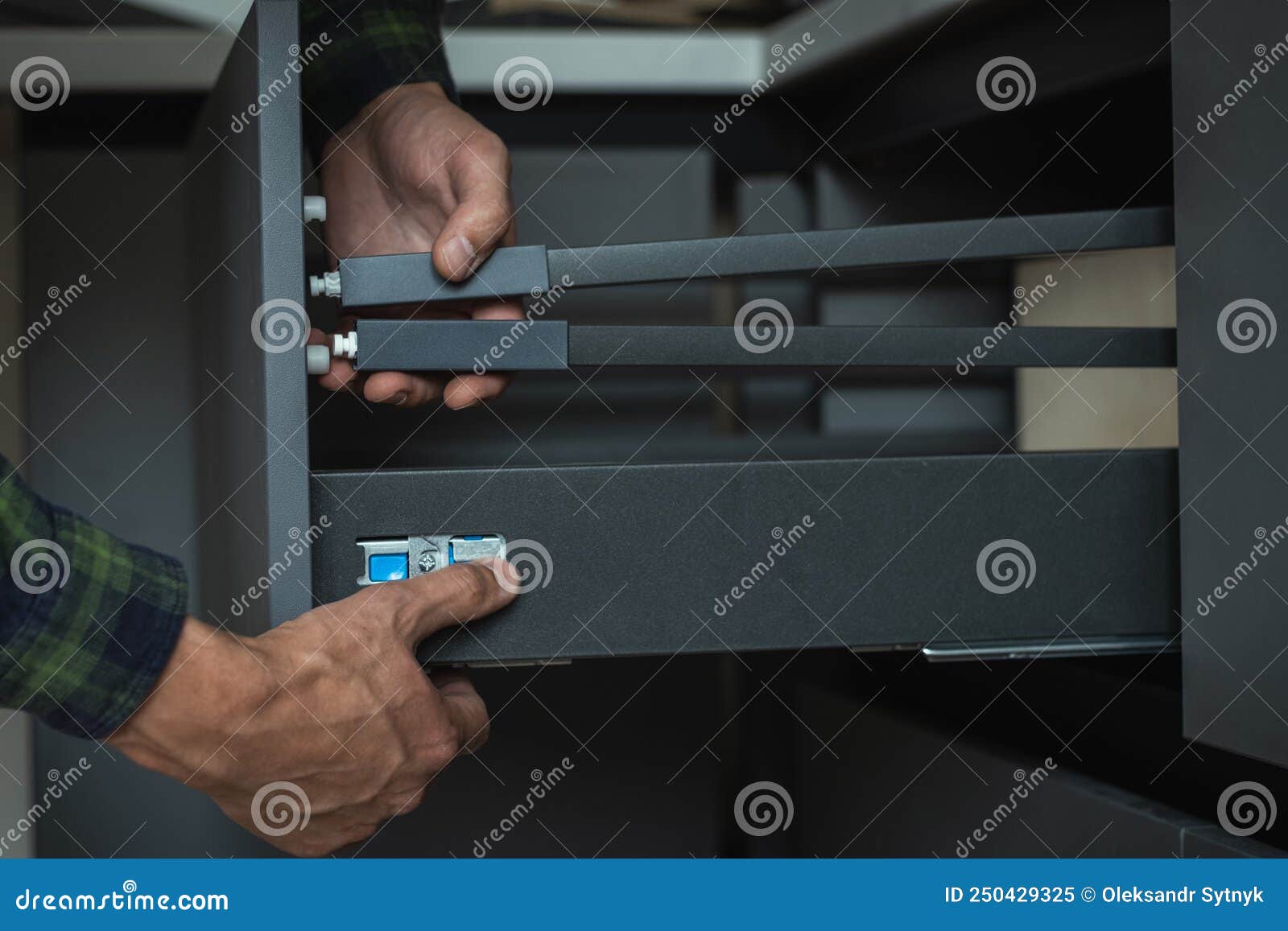 Assembling New Modern Drawer System with Adjustment Mechanism Stock ...