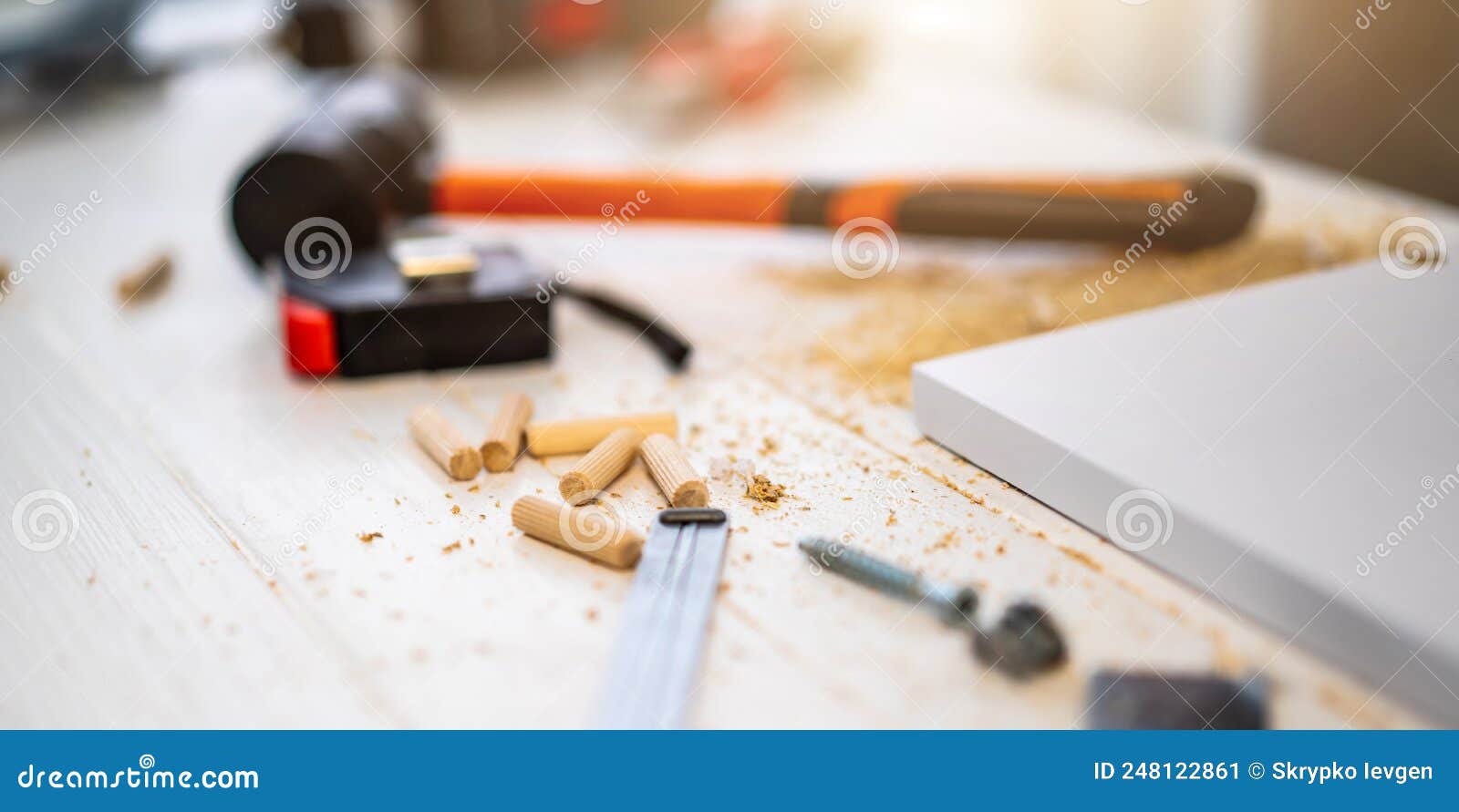 Furniture Master Table with Tools Stock Image - Image of business ...