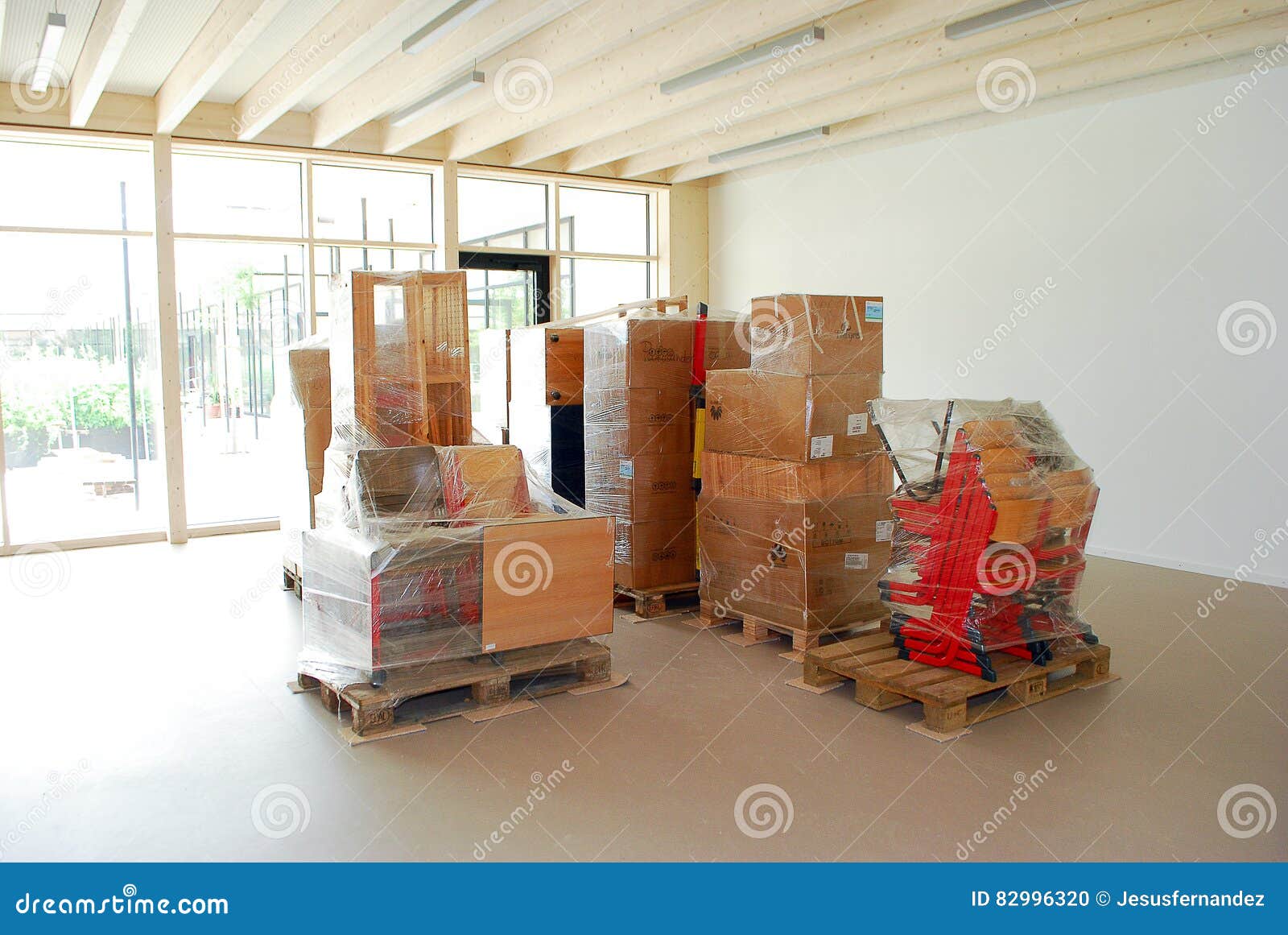 Furniture on pallets editorial image. Image of wall, window - 82996320