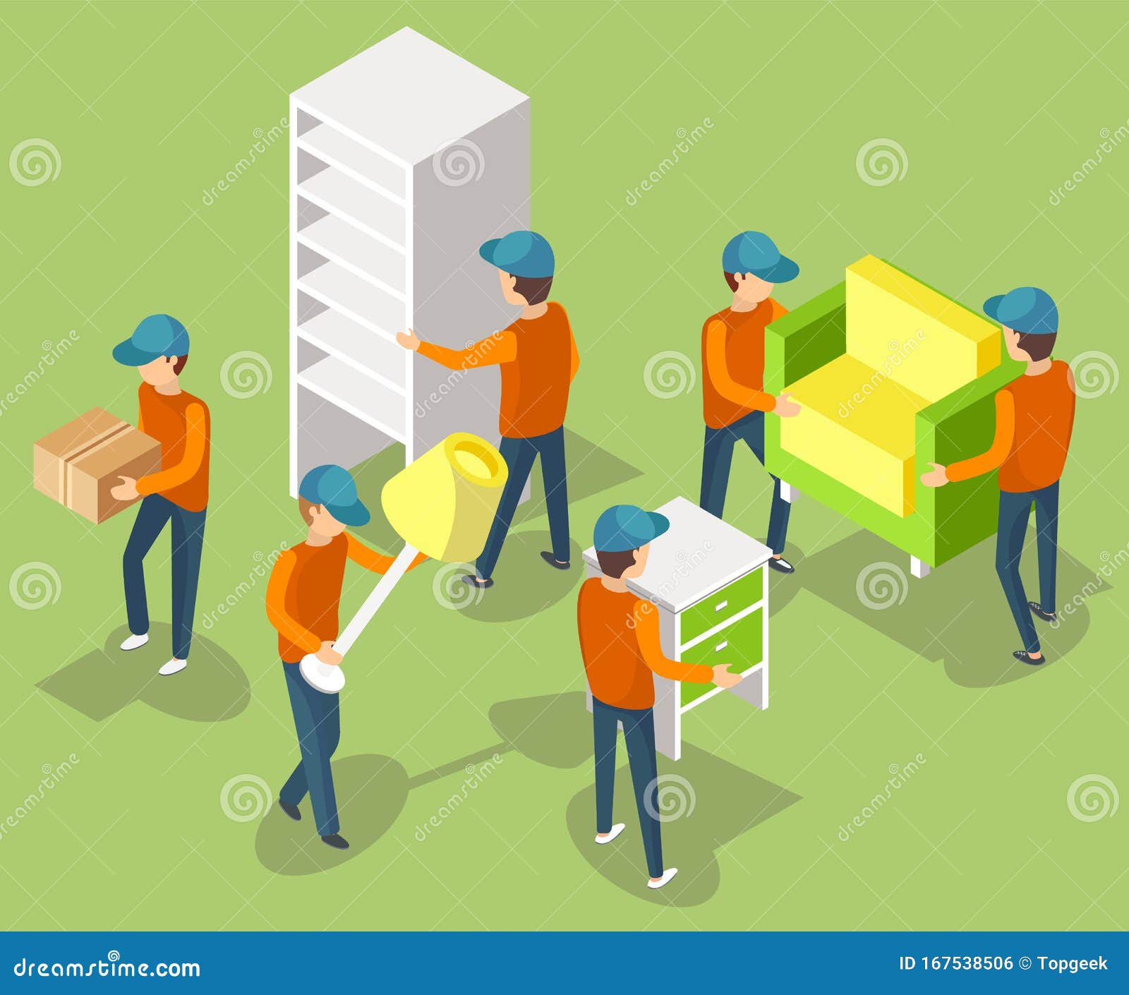 Furniture Relocation, Workers Installing Vector 向量例证 - 插画 包括有 建筑, 安装 ...