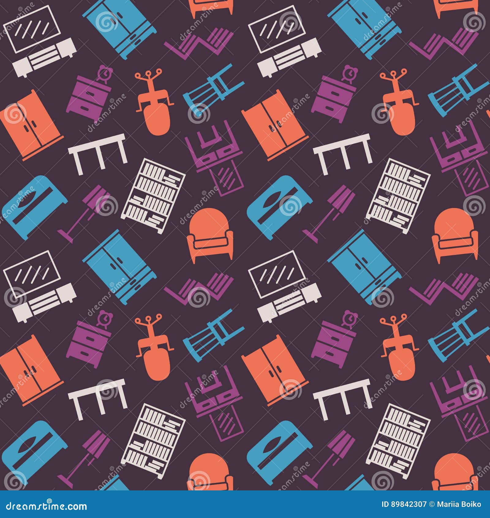 Furniture Seamless Color Pattern. Background, Illustration, Vector ... Furniture Seamless Color Pattern. Background, Illustration, Vector ...