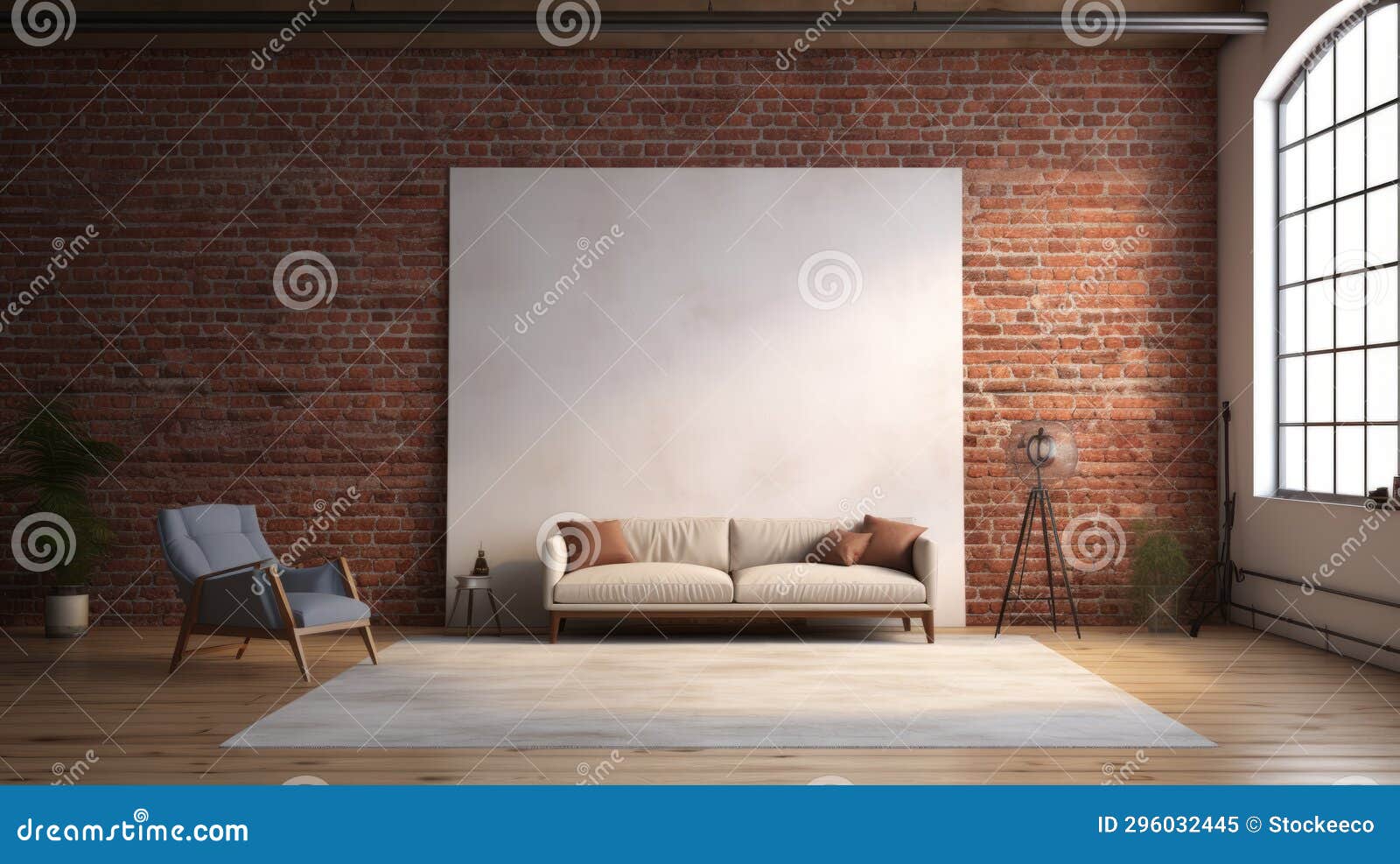 Evocative Living Room with Brick Wall Background for Interior Design ...