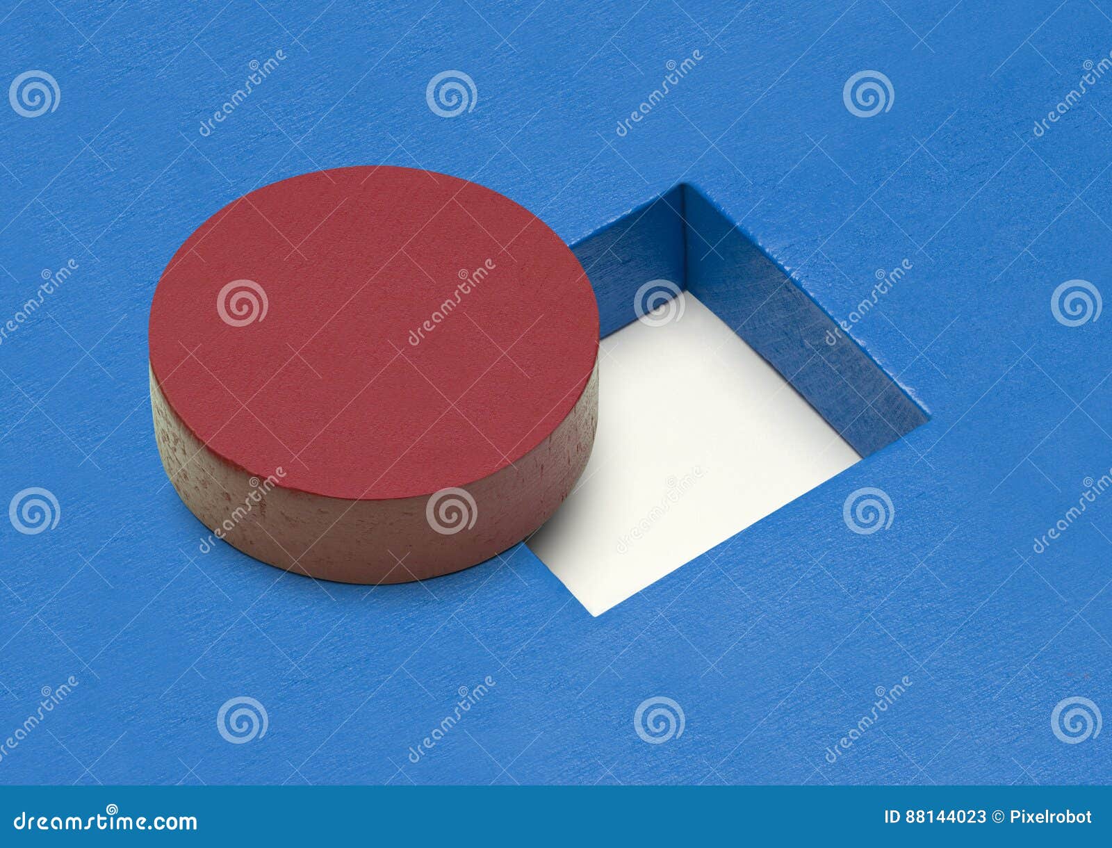 Furo Quadrado Do Bloco Redondo Imagem de Stock - Imagem de vermelho ...