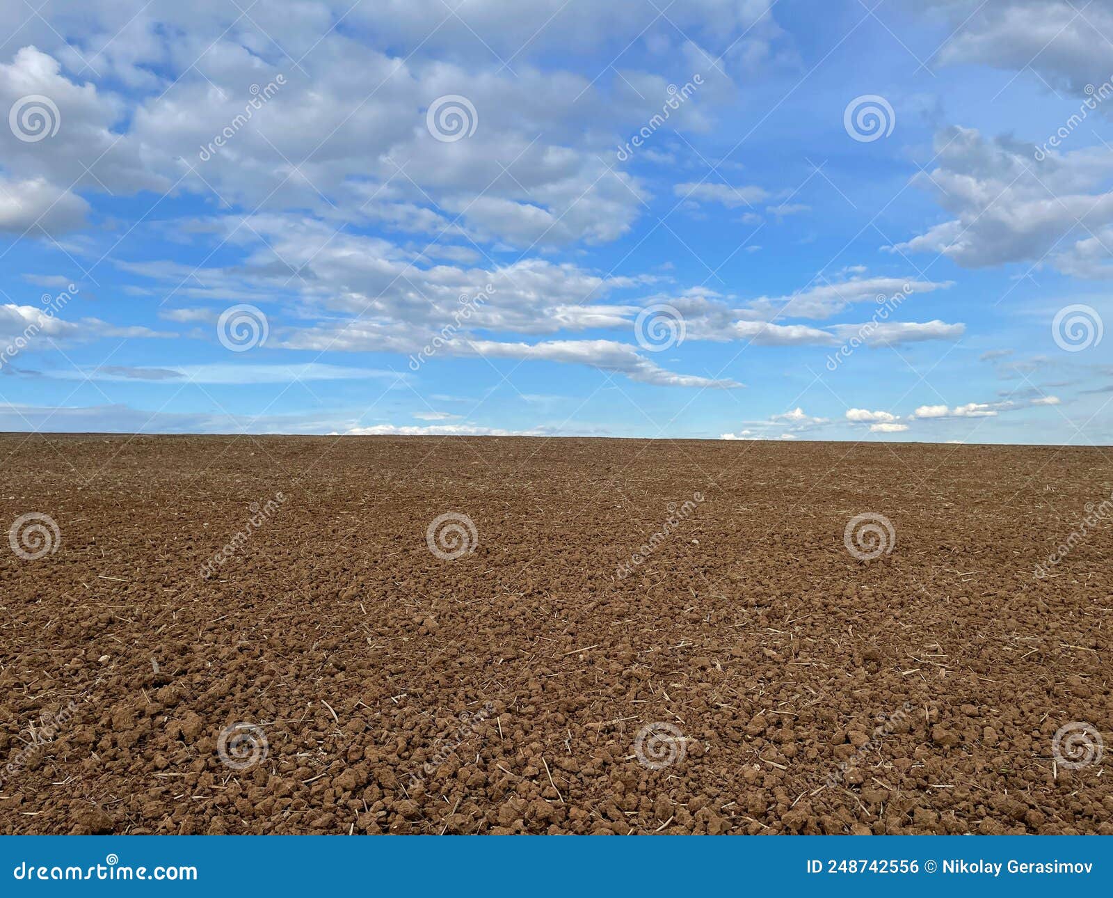Furrows Row Pattern in a Plowed Field Prepared for Planting Crops in ...