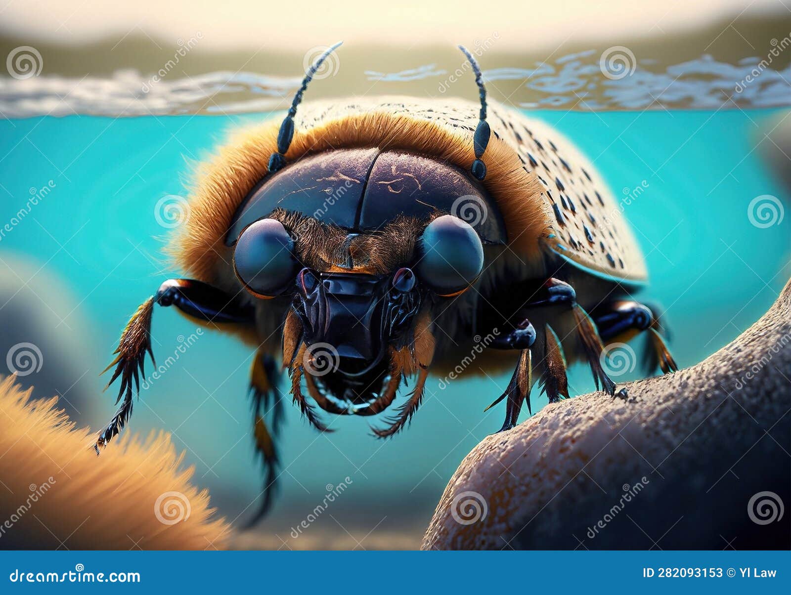 Furry Beetle Water Ocean Best Quality Stock Illustration - Illustration ...