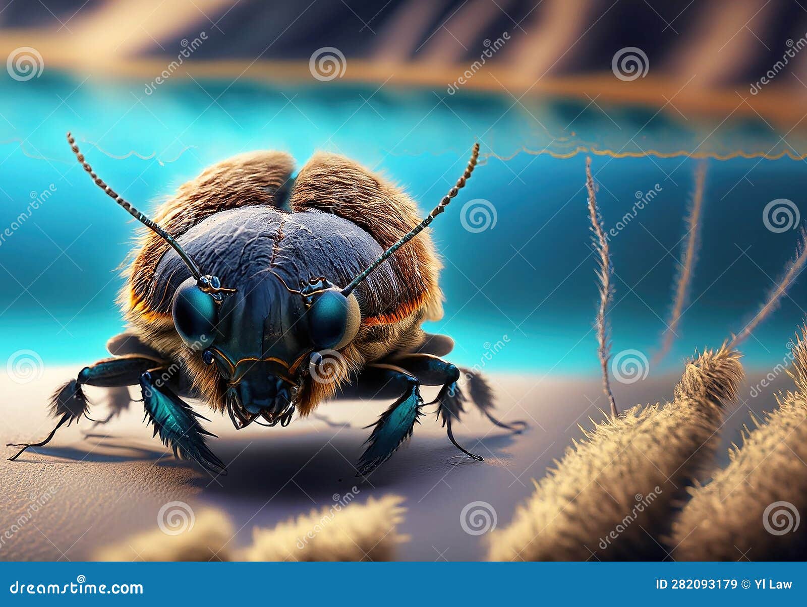 Furry Beetle Water Ocean Best Quality Stock Illustration - Illustration ...