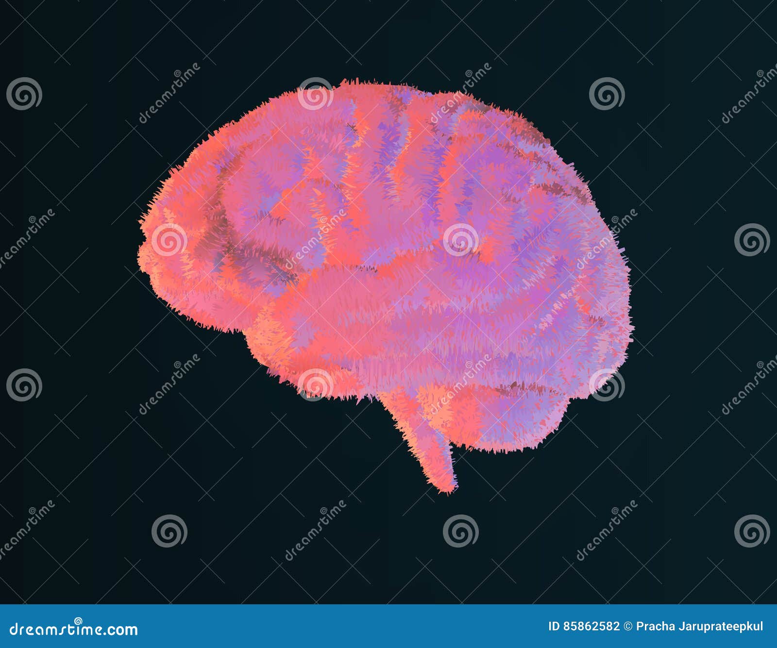 Furry Brain Illustration On Dark Background | CartoonDealer.com #85862582