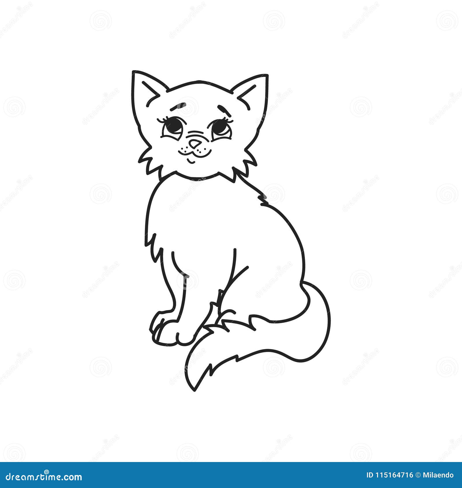 Furry Cat on White Background Stock Vector - Illustration of sketch ...