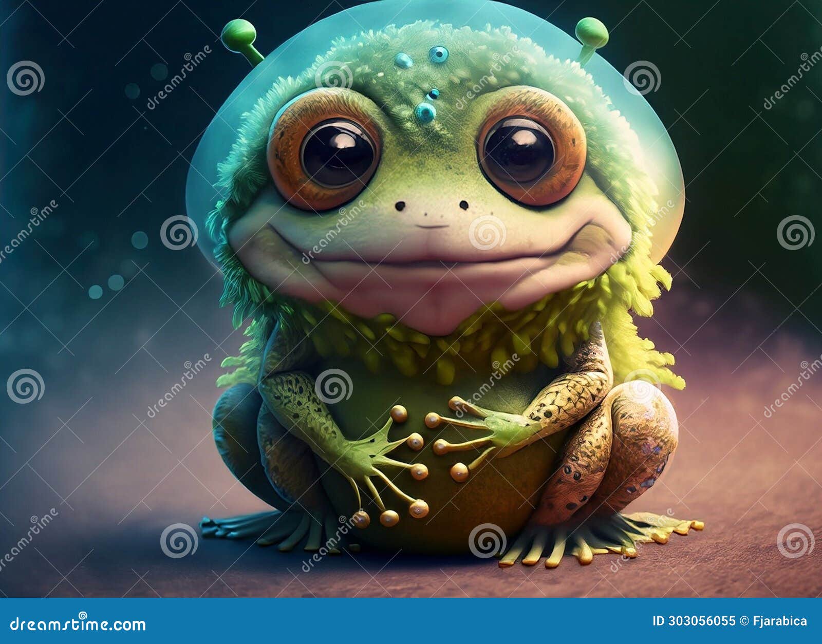 Furry Cheerful Baby Frog with Big Eyes Stock Illustration ...