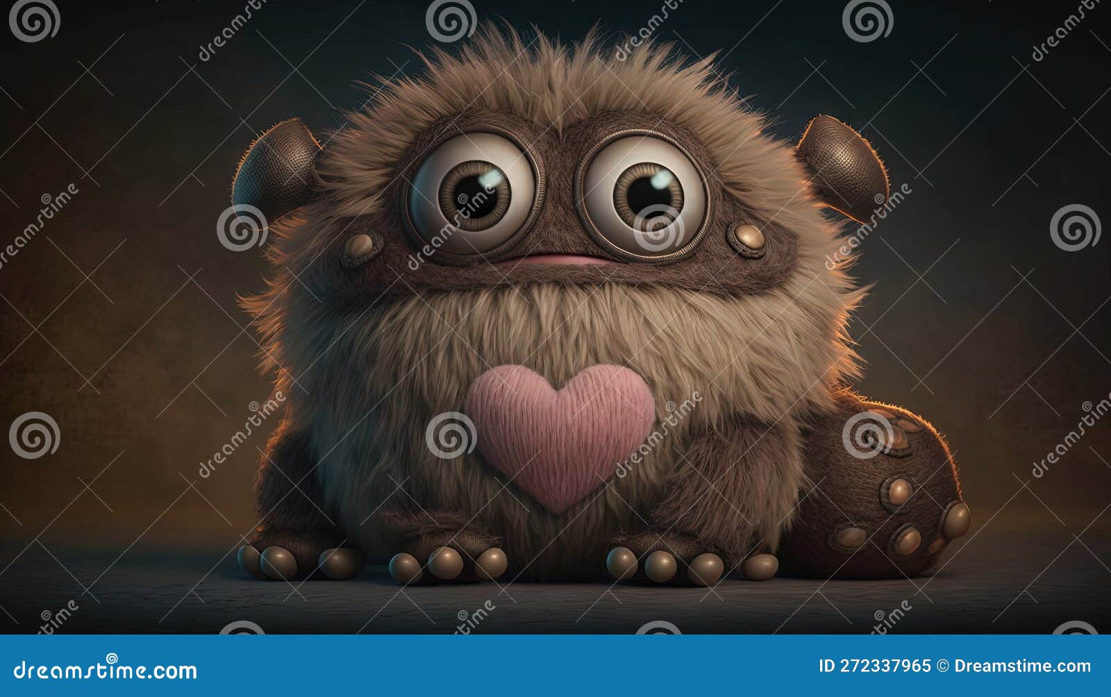 A Furry Creature with a Heart on Its Chest and Eyes Stock Illustration ...
