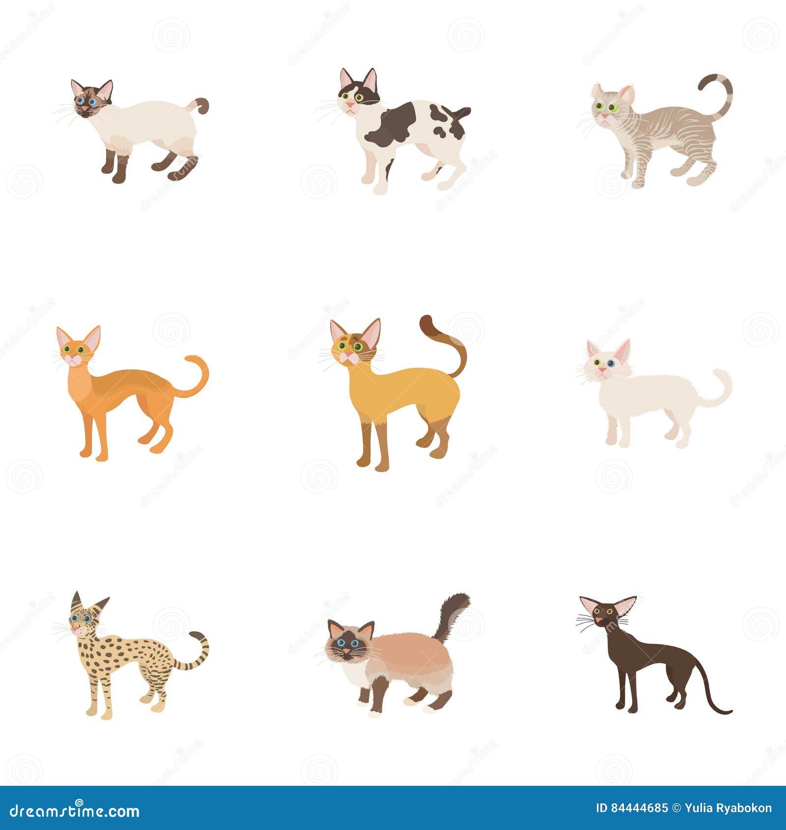Furry Friend Icons Set, Cartoon Style Stock Vector - Illustration of ...