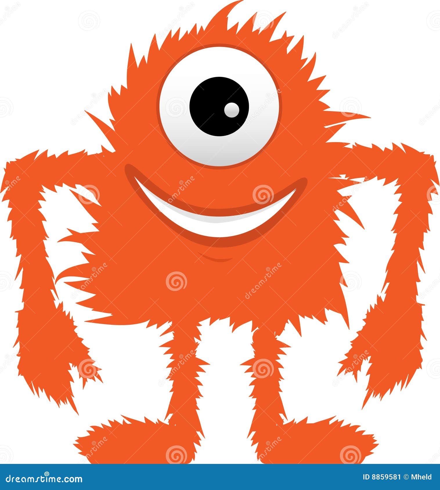 Furry Fuzzy Orange One Eyed Monster Stock Vector - Illustration of ...