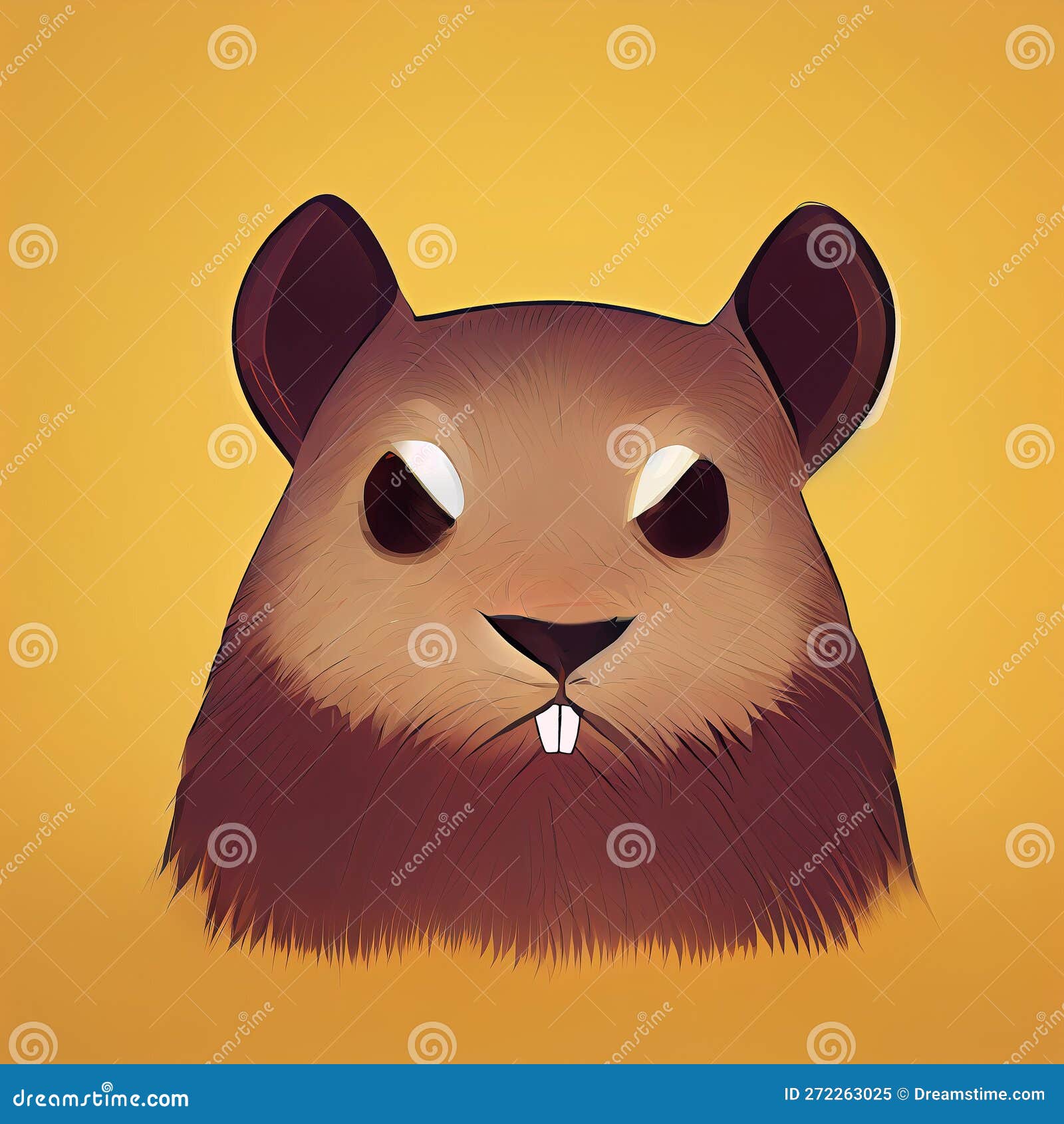 Furry Gopher Head. Brown Hamster on a Red Background. AI-generated ...