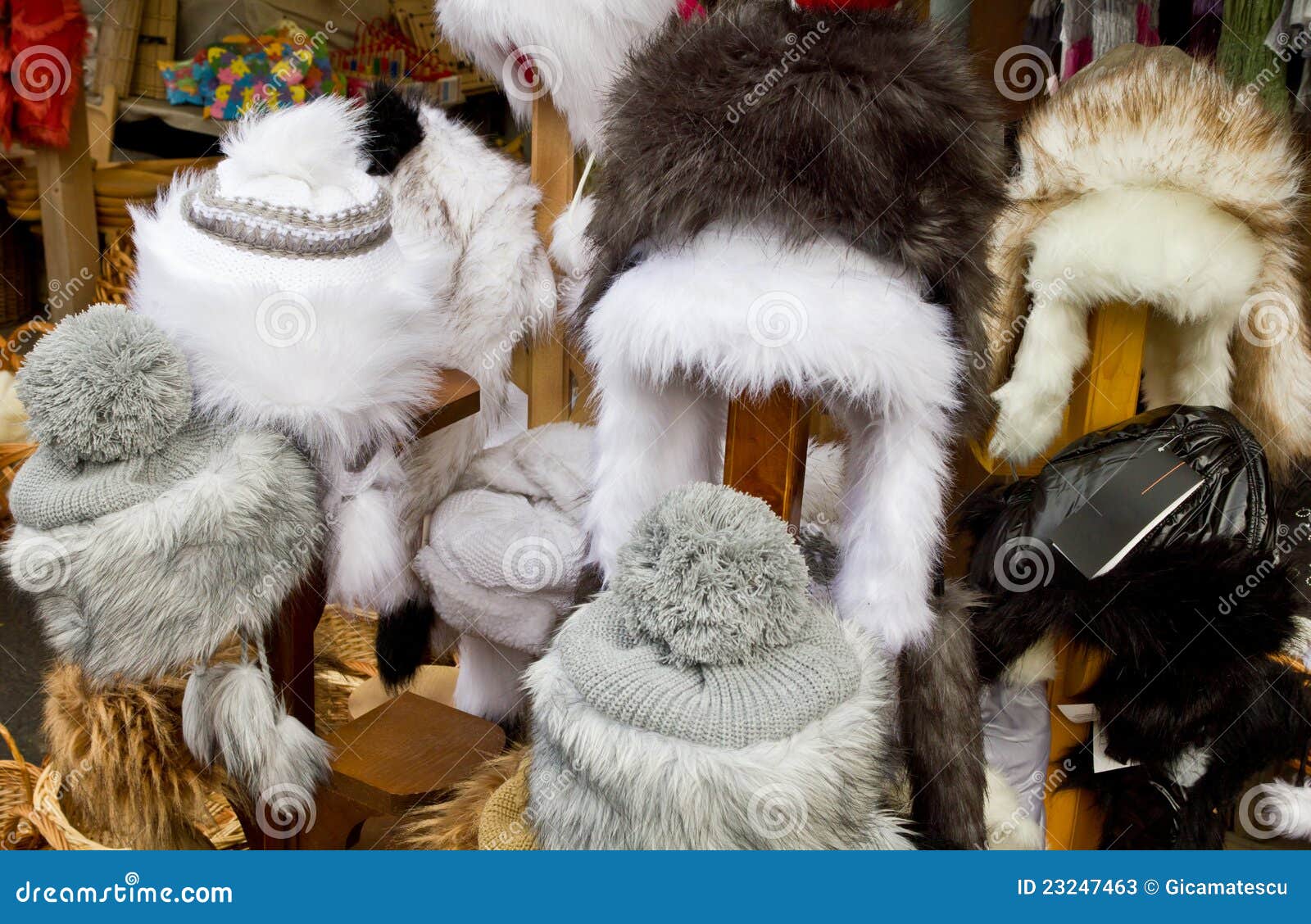 Furry hats stock image. Image of front, apparel, brown - 23247463