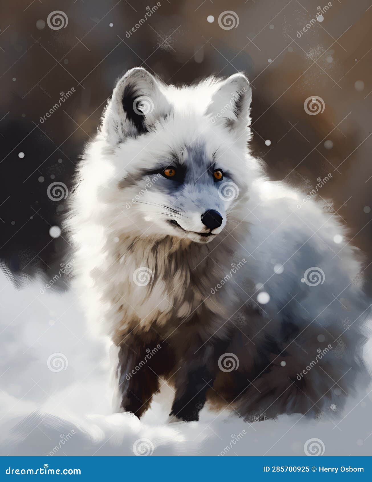 Furry Impression: Arctic Fox in the Style of Monet Stock Illustration ...