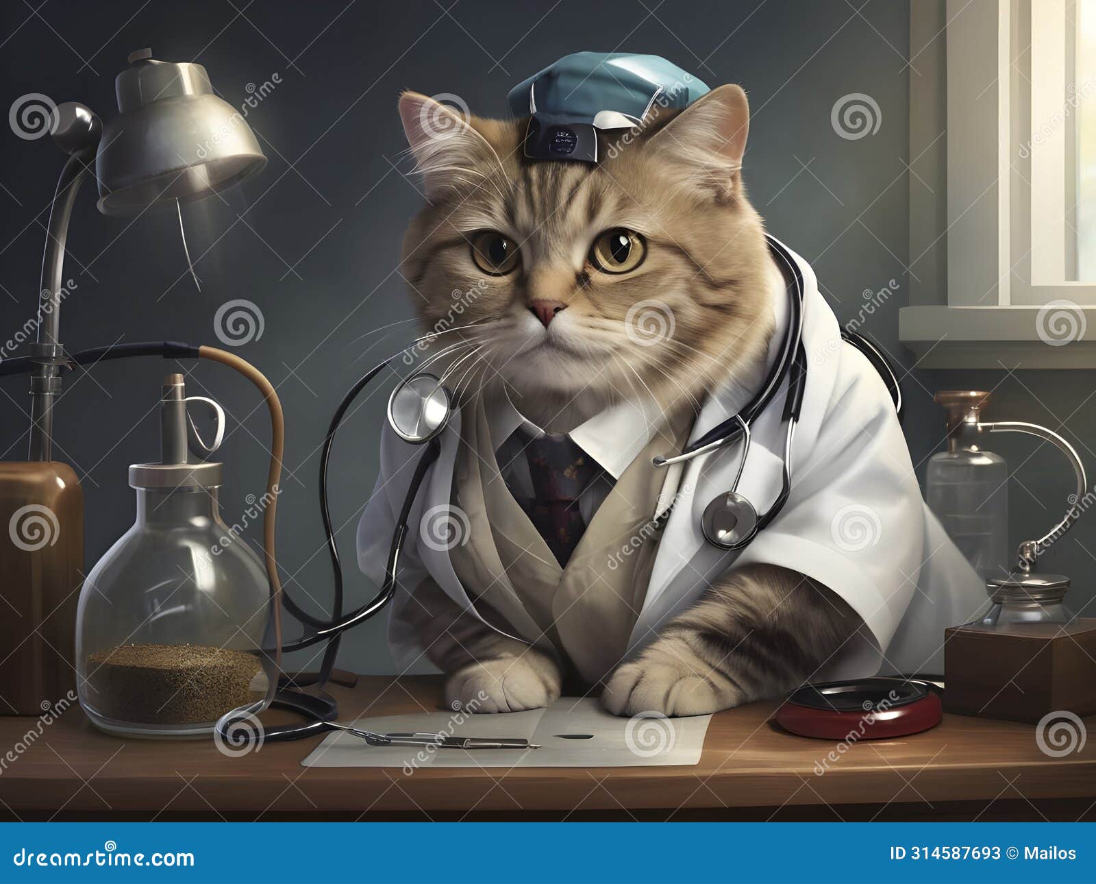The Furry Physician. a Day in the Life of a Cat Doctor. Stock Image ...