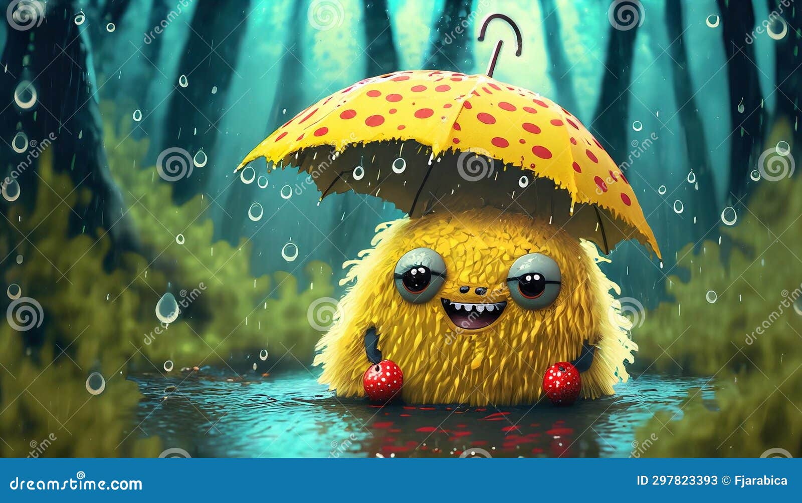 Furry Yellow Cheerful Animals in the Forest Stock Illustration ...