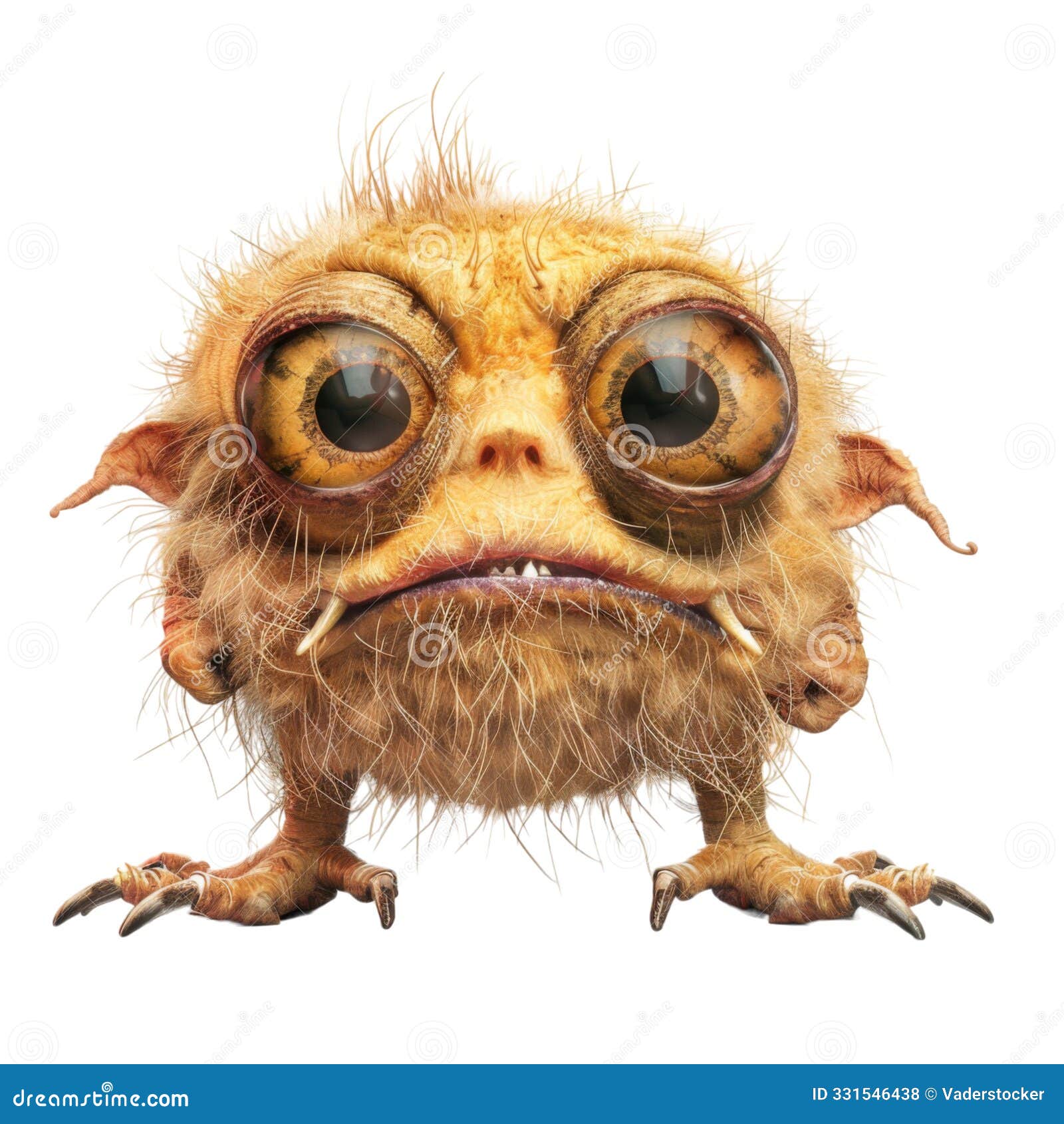 A Furry, Yellow Creature with Large Eyes and Claws Stock Photo - Image ...