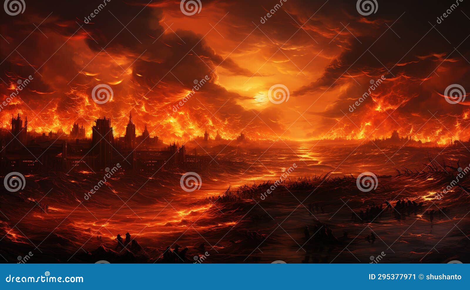 Fury of Lightening and Fire on a Fantasy Battlefield Stock Image ...