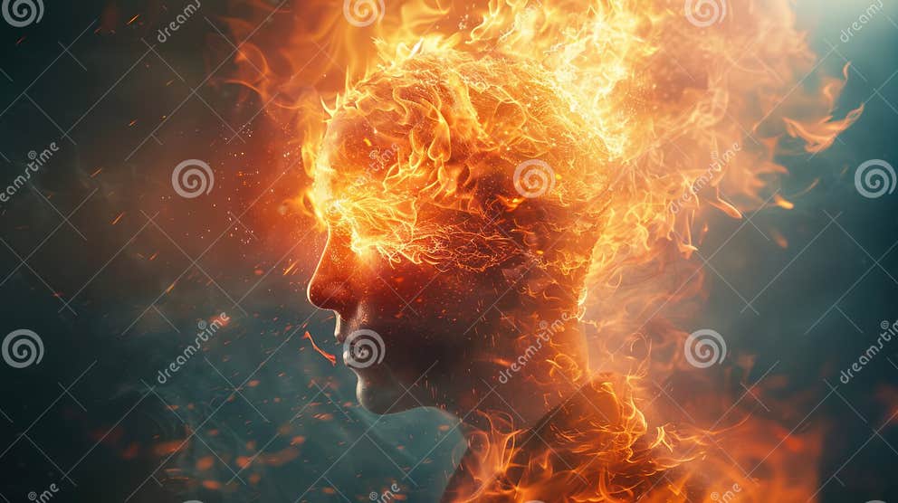 Fury Unleashed: a Conceptual Image of an Exploding Mind in Fiery Flames ...