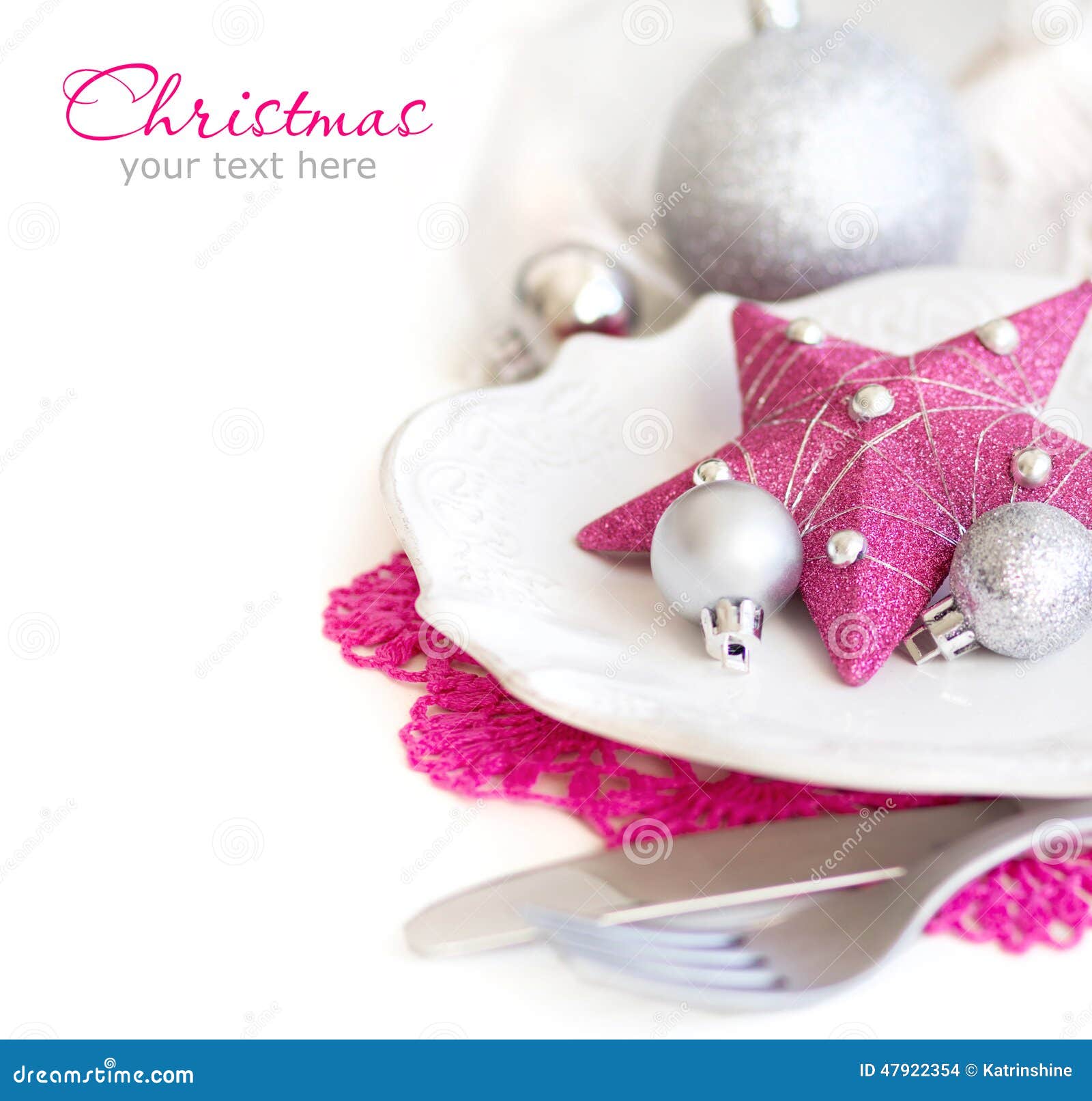 Fuschia Pink Christmas Table Setting Stock Photo - Image of fuschia ...