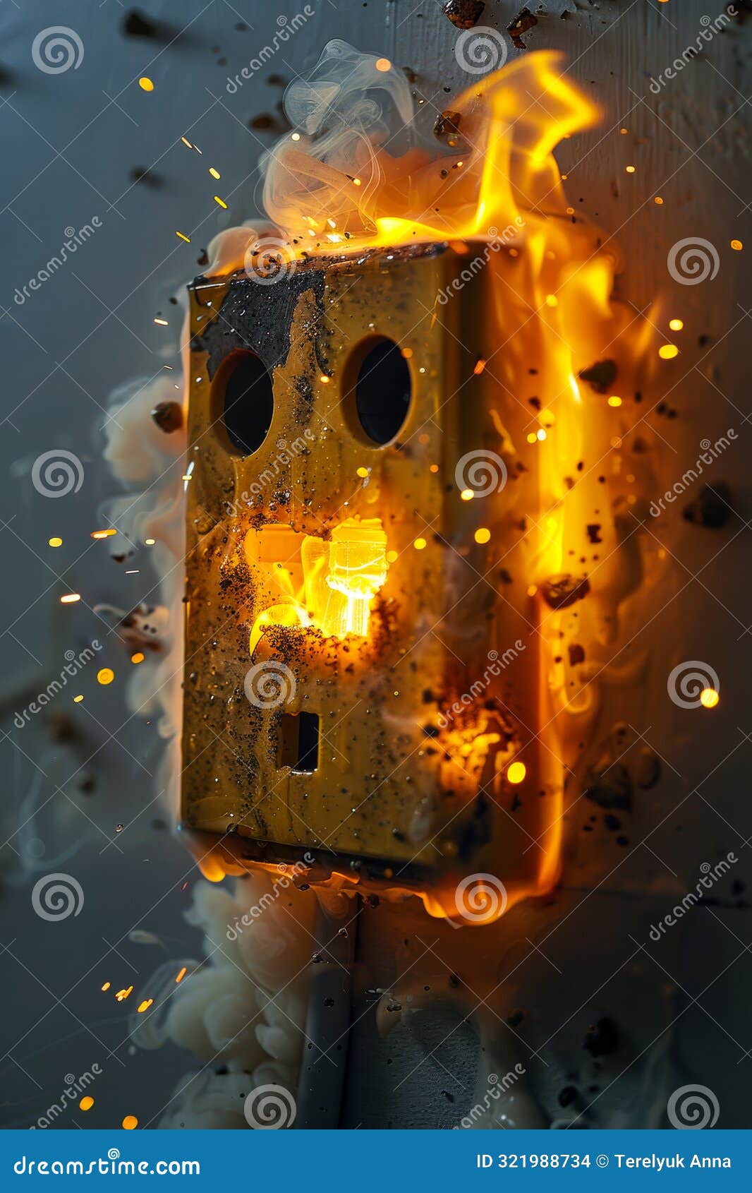 Fuse Box is on Fire. a Photo of an Electrical Spark Stock Photo - Image ...