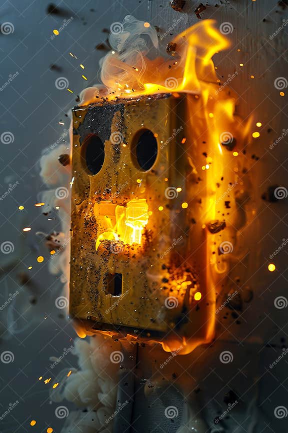 Fuse Box is on Fire. a Photo of an Electrical Spark Stock Photo - Image ...