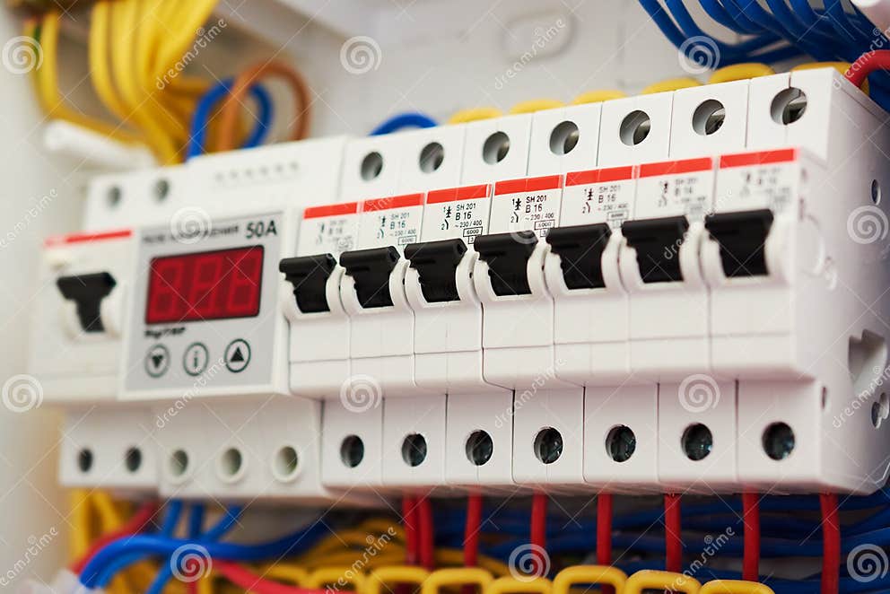 Fuse Box, Power Supply Circuit Breakers. Voltage Switchboard with ...