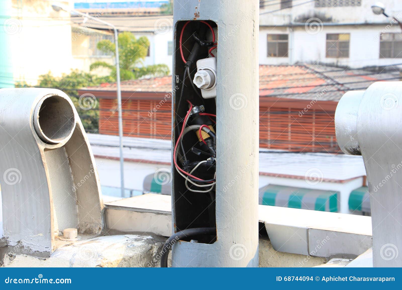 Fuse and Electrical Wires Inside Lamp Pole Stock Photo - Image of ...