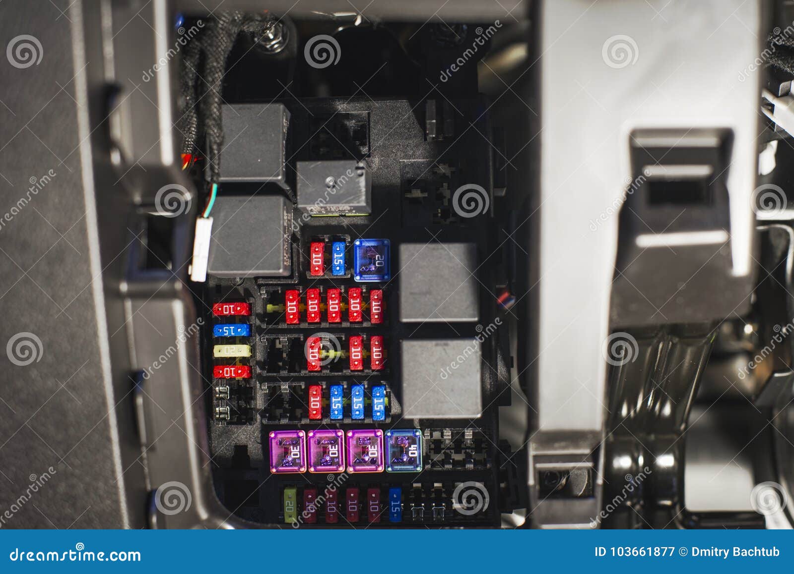 Row Of Fuses Installed In Electrical Cabinet Of Automation System In ...