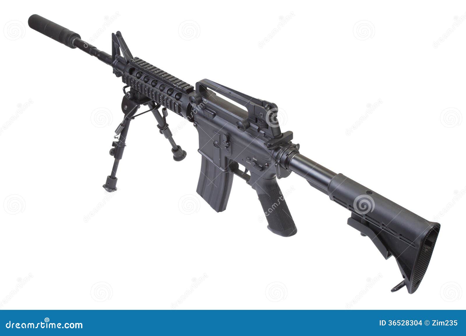 Fusil D'assaut Avec Le Bipod Et Le Silencieux Photo stock - Image du ...