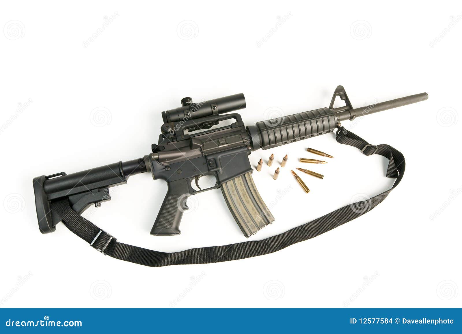 Fusil D'assaut Du Type M16 Avec Des Remboursements in Fine Sur Le Blanc ...