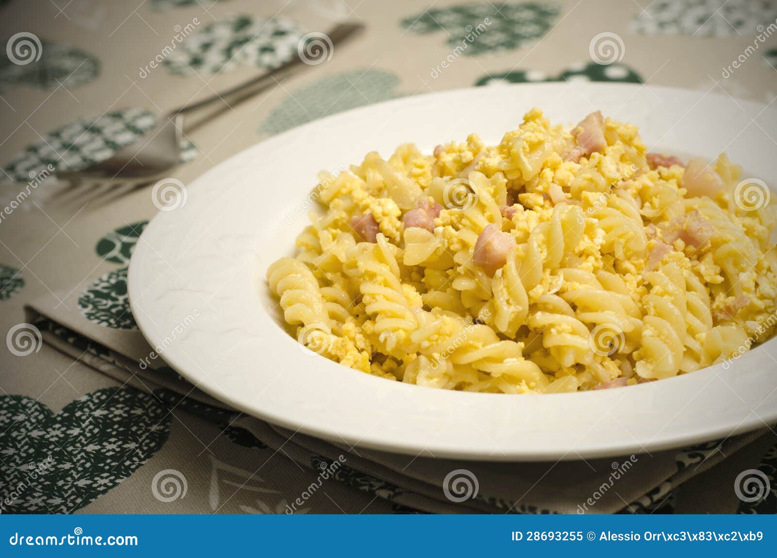 Fusilli alla carbonara stock image. Image of italian - 28693255