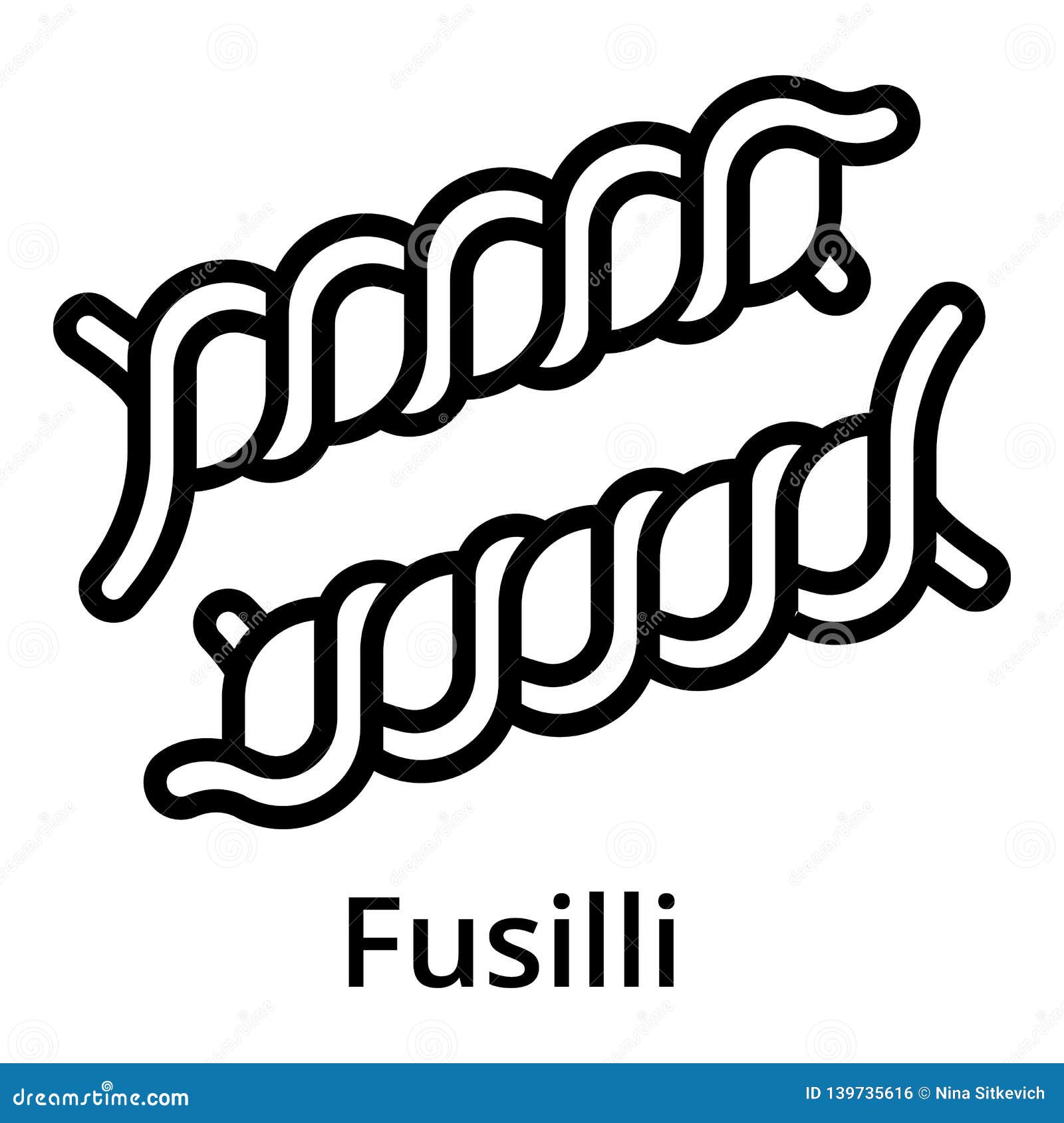 Fusilli Icon, Outline Style Stock Vector - Illustration of cook, book ...