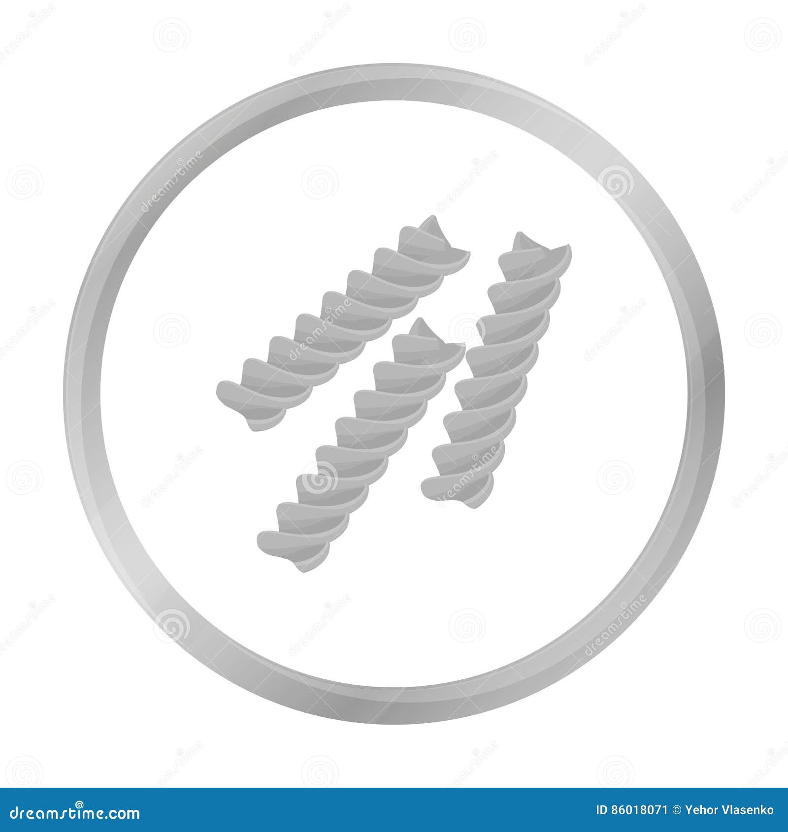 Fusilli Icon Pasta Isolated on White. Types of Pasta Symbol Stock ...
