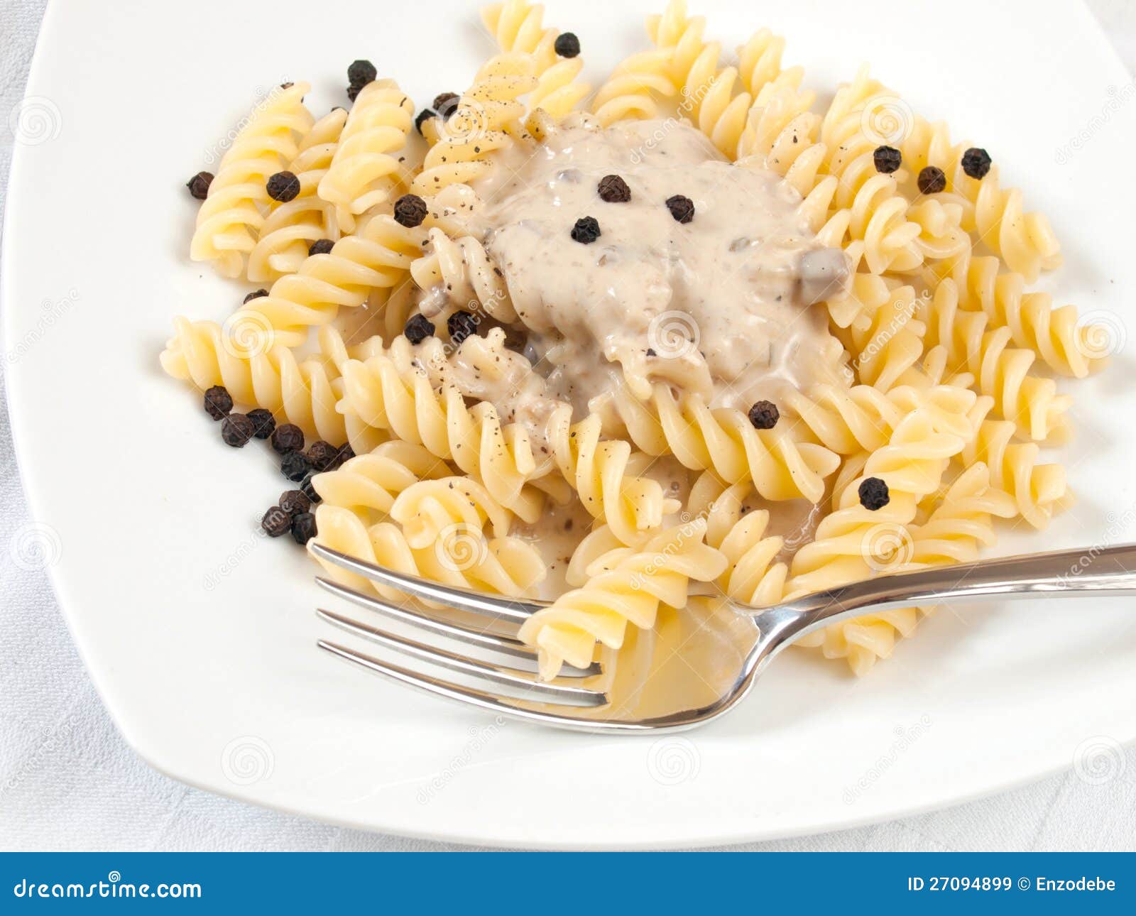 Fusilli and mushroom cream stock image. Image of cuisine - 27094899